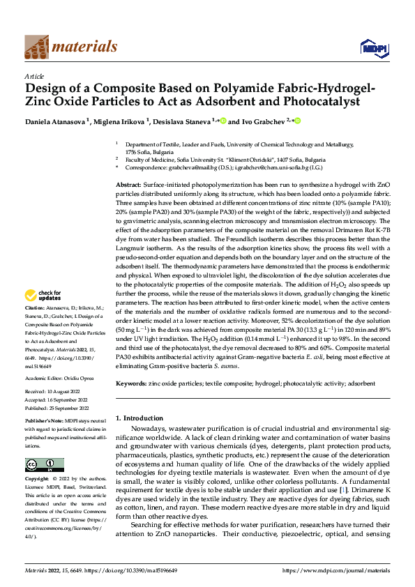 (PDF) Design of a Composite Based on Polyamide Fabric-Hydrogel-Zinc ...