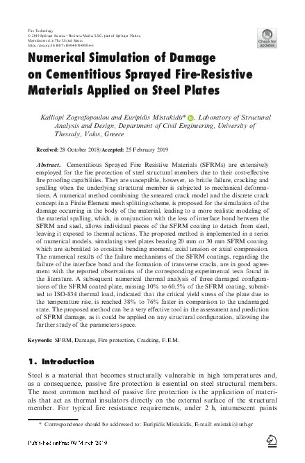 (PDF) Numerical Simulation of Damage on Cementitious Sprayed Fire ...
