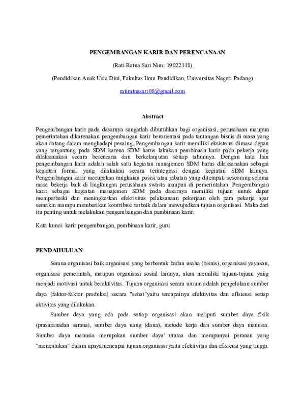 (DOC) PENGEMBANGAN KARIR DAN PERENCANAAN