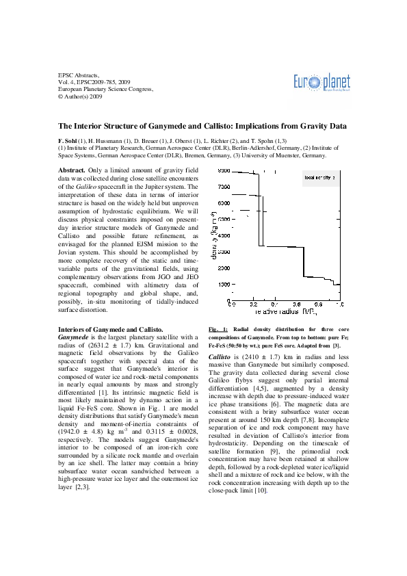 (PDF) The interior structure of Ganymede and Callisto: Implications ...