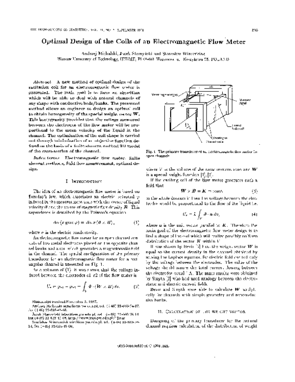 (PDF) Optimal design of the coils of an electromagnetic flow meter