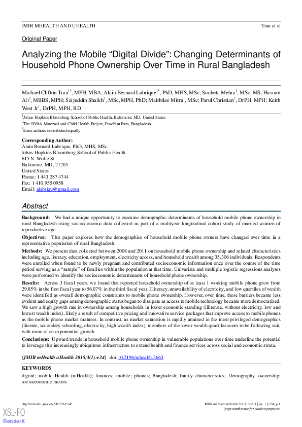 (PDF) Analyzing the Mobile “Digital Divide”: Changing Determinants of ...