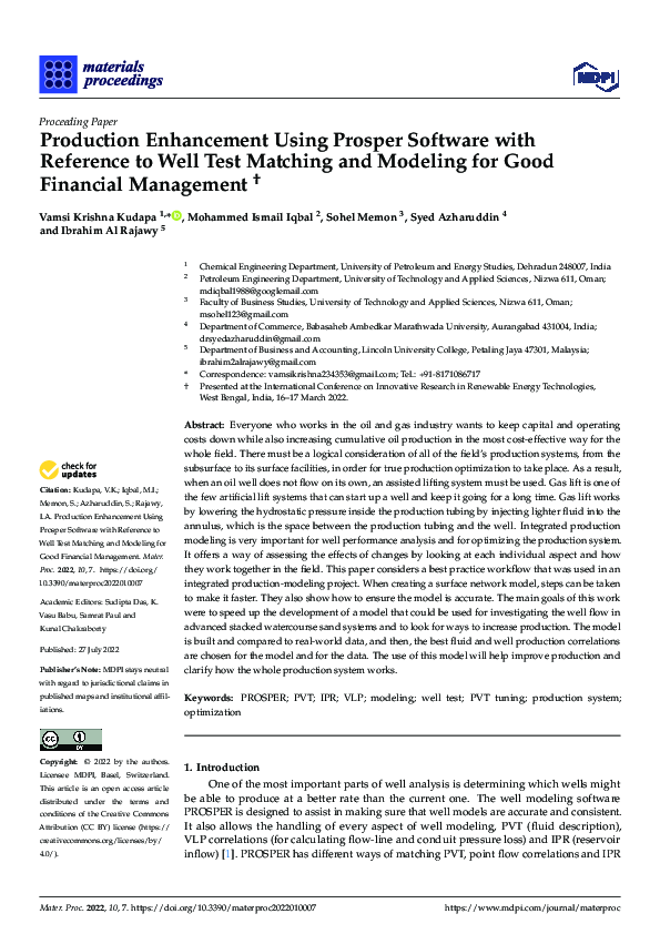 (PDF) Production Enhancement Using Prosper Software with Reference to ...