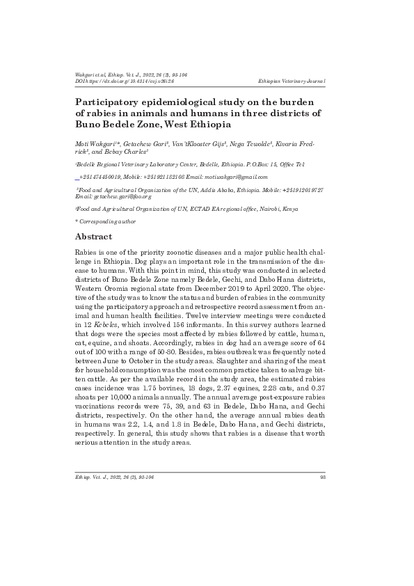 (PDF) Participatory epidemiological study on the burden of rabies in ...