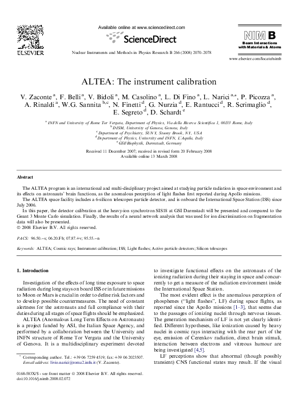 (PDF) ALTEA: The instrument calibration