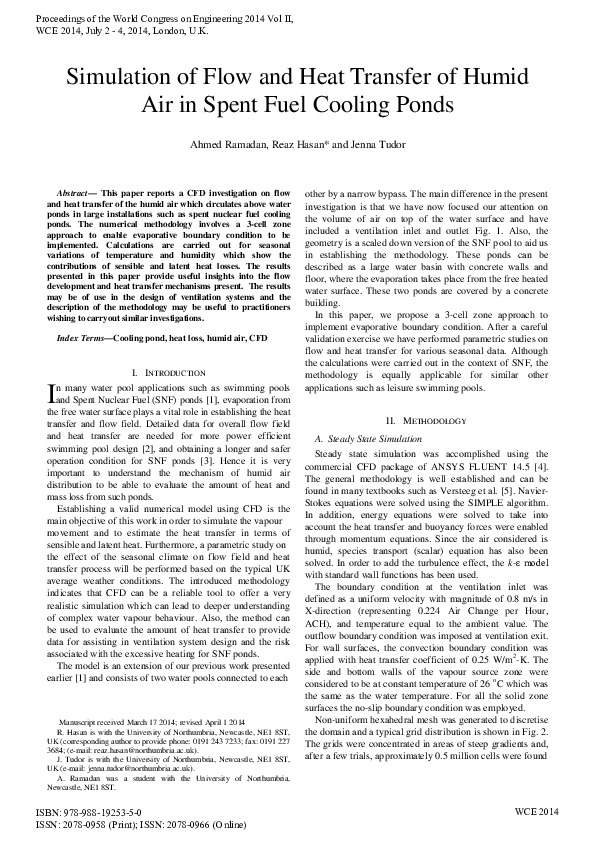 (PDF) Simulation of flow and heat transfer of humid air in spent fuel ...