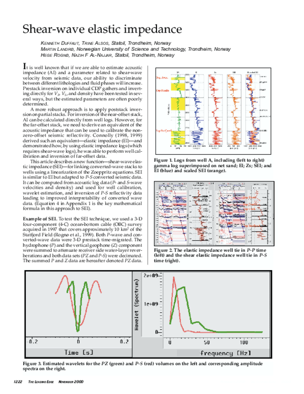 (PDF) Shear-wave elastic impedance
