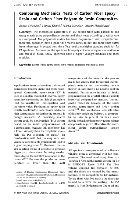 (PDF) Comparing Mechanical Tests of Carbon Fiber Epoxy Resin and Carbon ...
