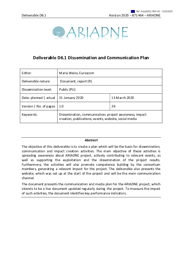 (PDF) D6.1 Dissemination and Communication Plan