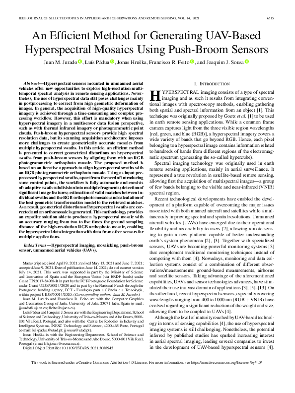 (PDF) An Efficient Method for Generating UAV-Based Hyperspectral Mosaics Using Push-Broom Sensors