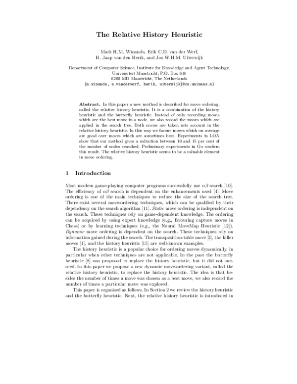 (PDF) The relative history heuristic