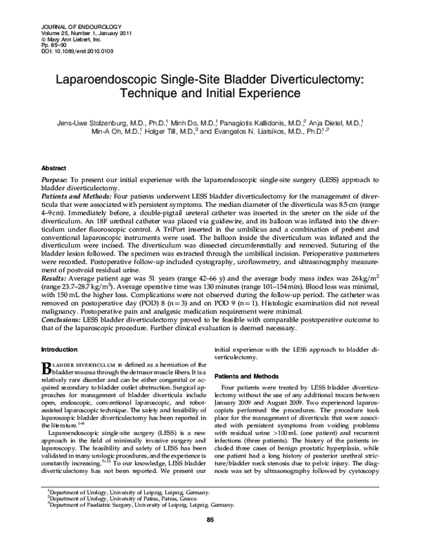 (PDF) Laparoendoscopic Single-Site Bladder Diverticulectomy: Technique ...