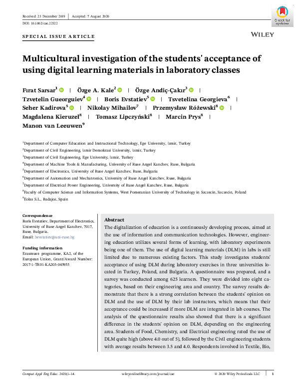 (PDF) Multicultural investigation of the students' acceptance of using ...