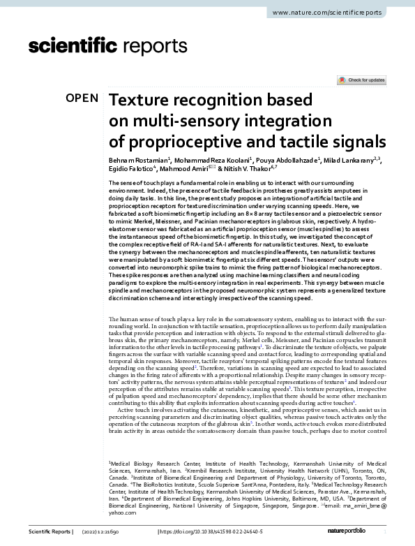 (PDF) Texture recognition based on multi-sensory integration of ...
