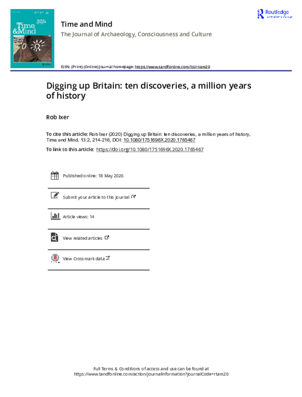 (PDF) Digging up Britain: ten discoveries, a million years of history