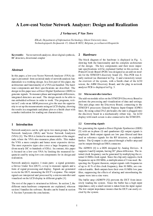 (PDF) A Low-cost Vector Network Analyzer: Design and Realization