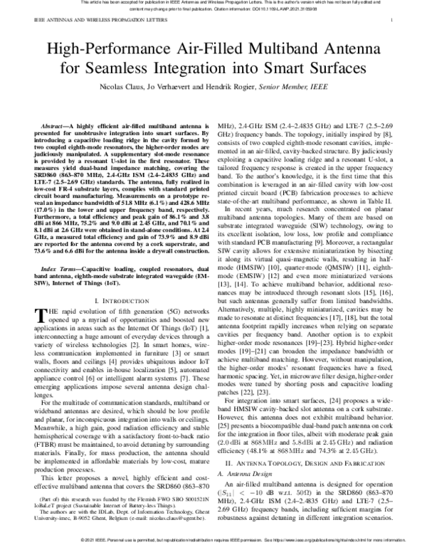 (PDF) High-Performance Air-Filled Multiband Antenna for Seamless ...