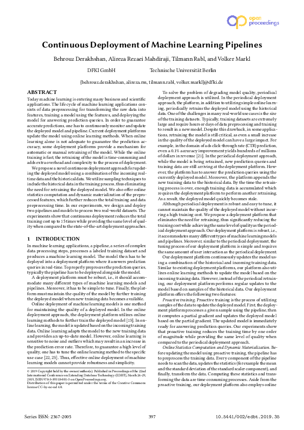 (PDF) Continuous Deployment of Machine Learning Pipelines