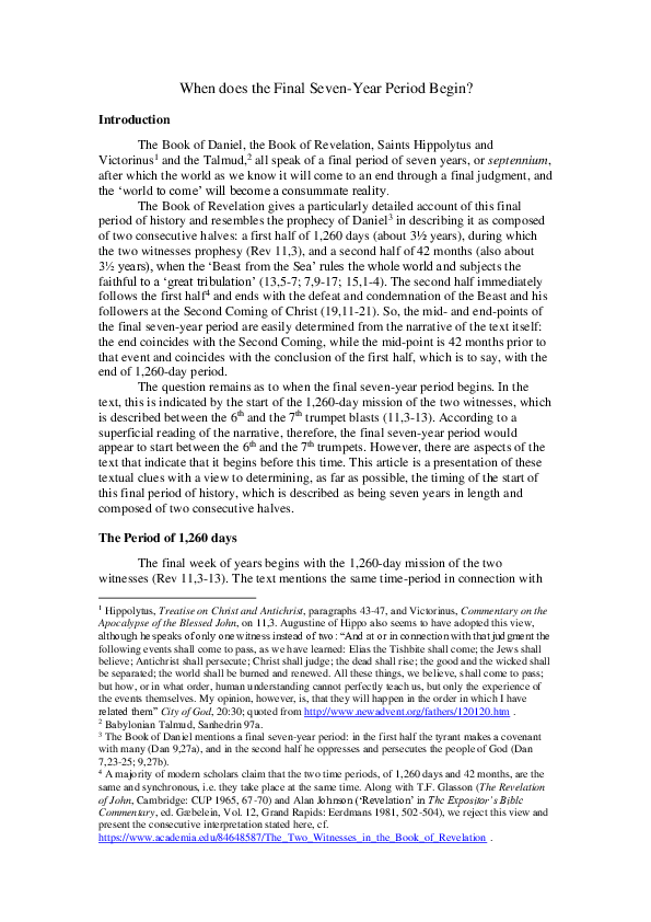 (PDF) When does the Final Seven-Year Period Begin