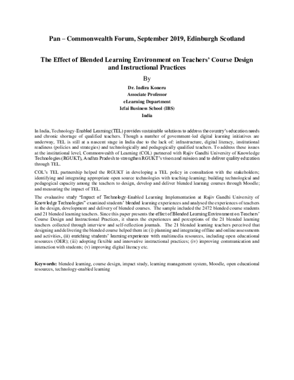 (PDF) The Effect of Blended Learning Environment on Teachers’ Course ...
