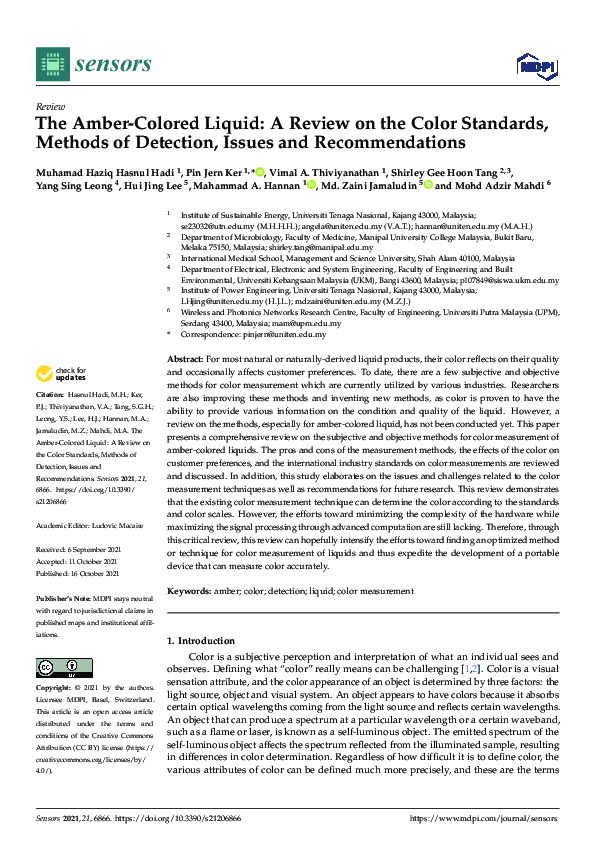 (PDF) The Amber-Colored Liquid: A Review on the Color Standards ...