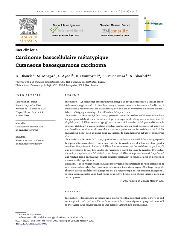 (PDF) Carcinome basocellulaire métatypique