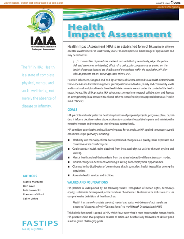 (PDF) Health impact assessment