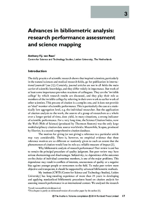 (PDF) Advances in bibliometric analysis: research performance ...