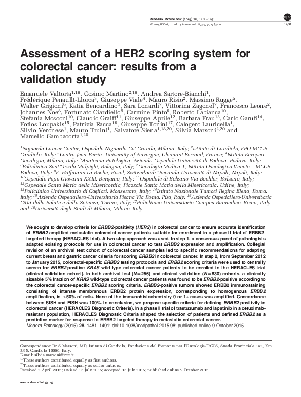 (PDF) Assessment of a HER2 scoring system for colorectal cancer ...