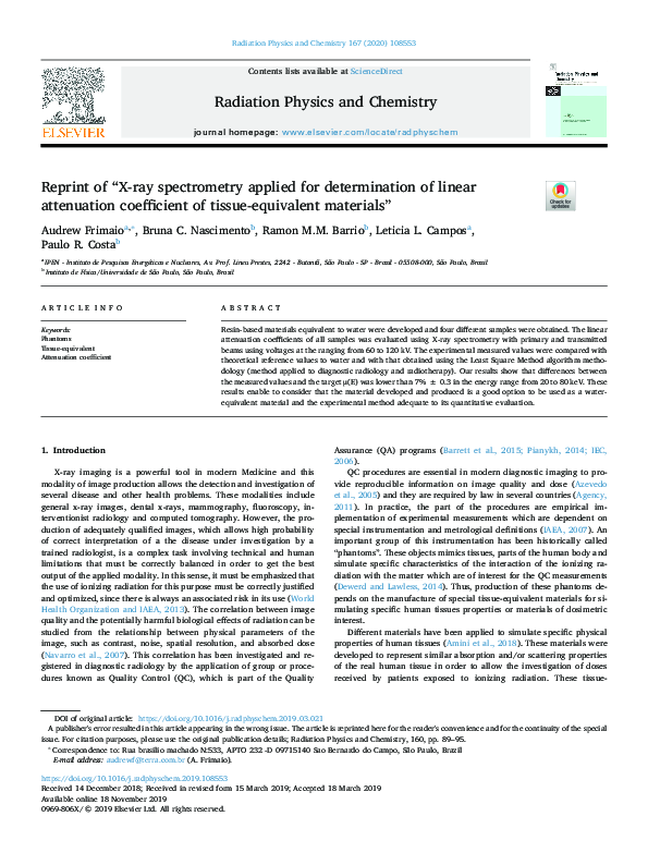 Pdf X Ray Spectrometry Applied For Determination Of Linear Attenuation
