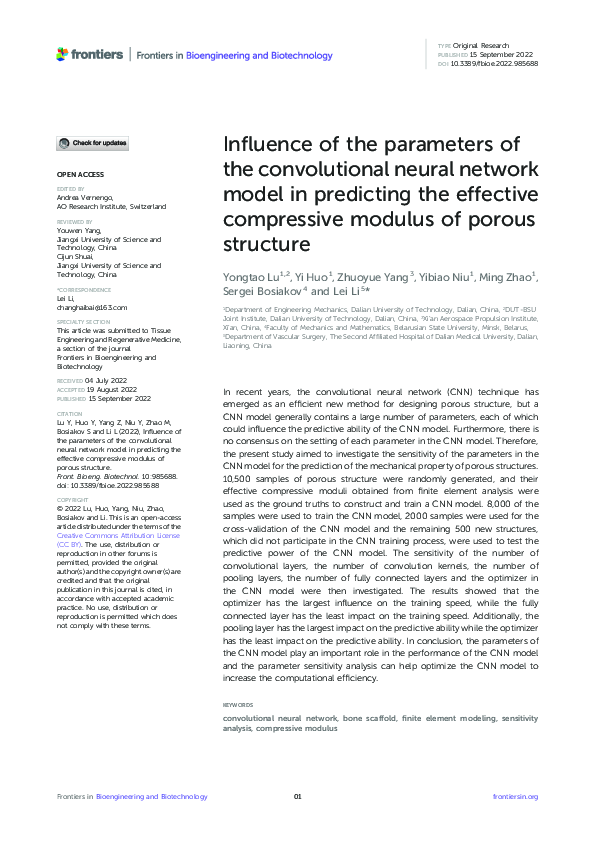 (PDF) Influence of the parameters of the convolutional neural network model in predicting the ...