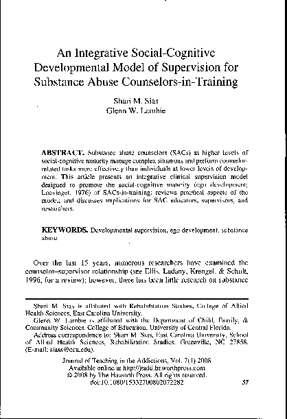 (PDF) An Integrative Social-Cognitive Developmental Model of ...