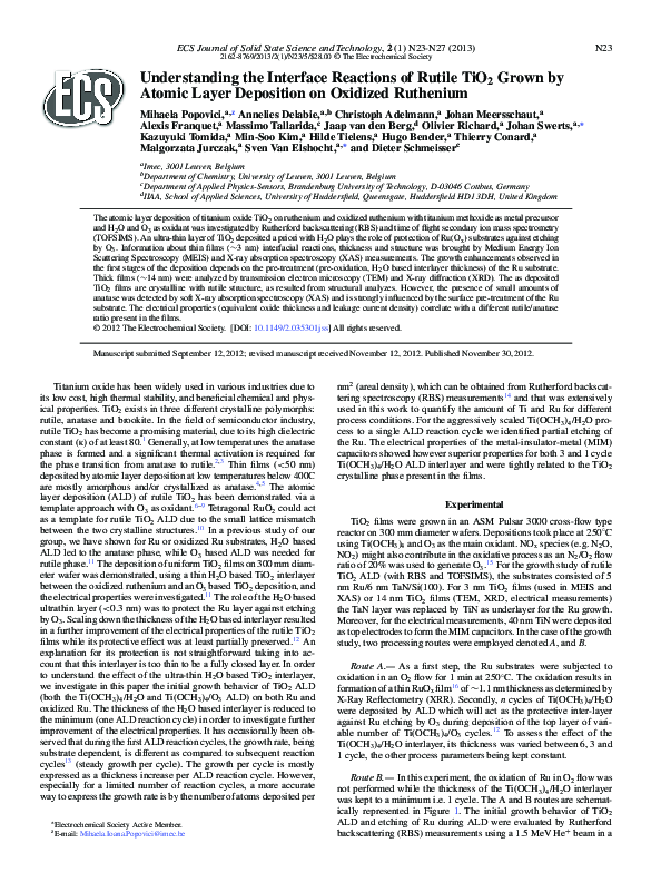 (PDF) Understanding the Interface Reactions of Rutile TiO2 Grown by ...