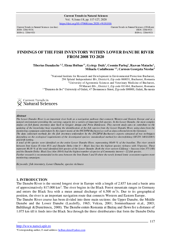 (PDF) Findings of the Fish Inventory Within Lower Danube River from ...