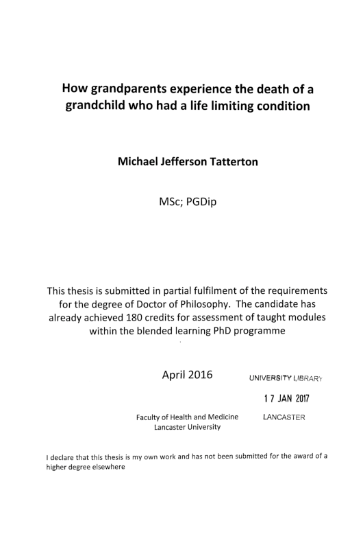 (PDF) How Grandparents Experience the Death of a Grandchild With a Life ...