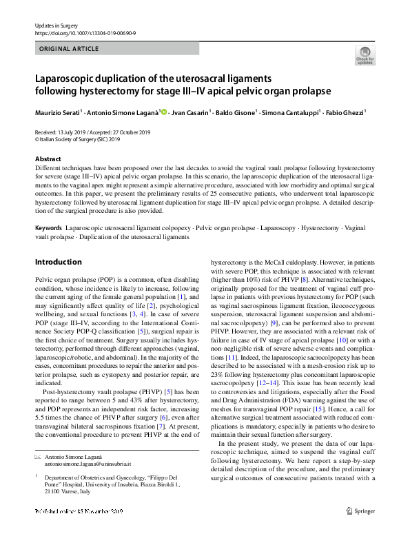(PDF) Laparoscopic duplication of the uterosacral ligaments following ...