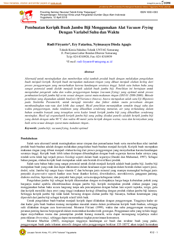 (PDF) Pembuatan Keripik Buah Jambu Biji Menggunakan Alat Vacuum Frying ...