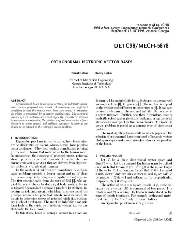 Pdf Orthonormal Isotropic Vector Bases