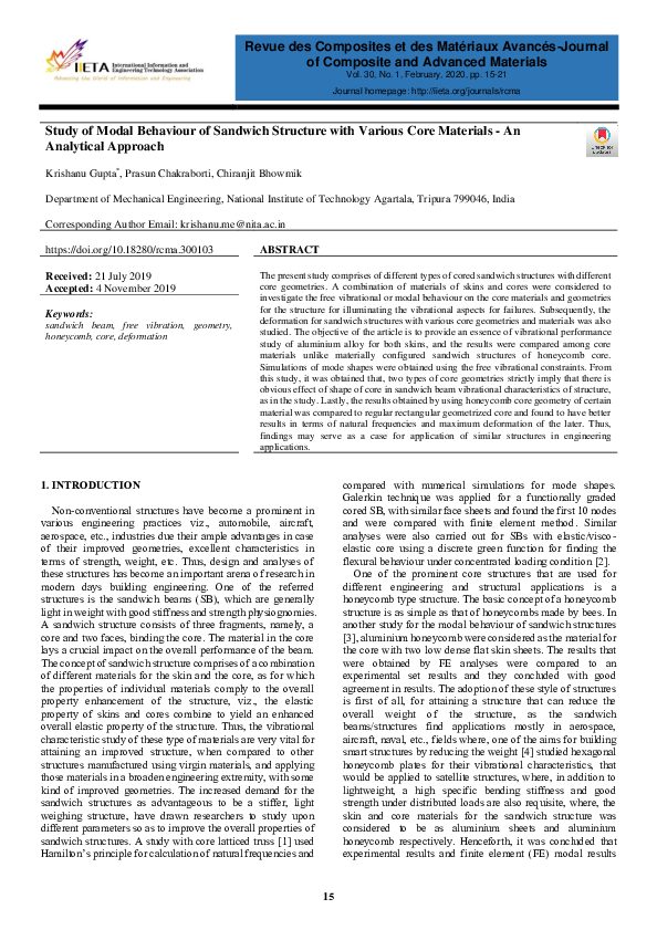 (PDF) Modal Analysis of Sandwich Structures with Cores