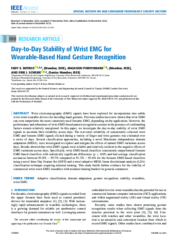 (PDF) Day-to-Day Stability of Wrist EMG for Wearable-Based Hand Gesture ...