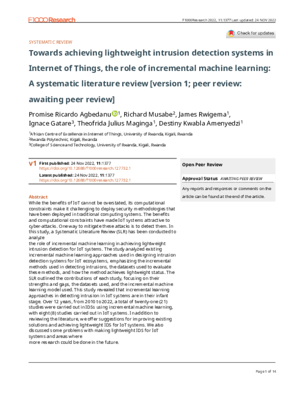Pdf Towards Achieving Lightweight Intrusion Detection Systems In Internet Of Things The Role