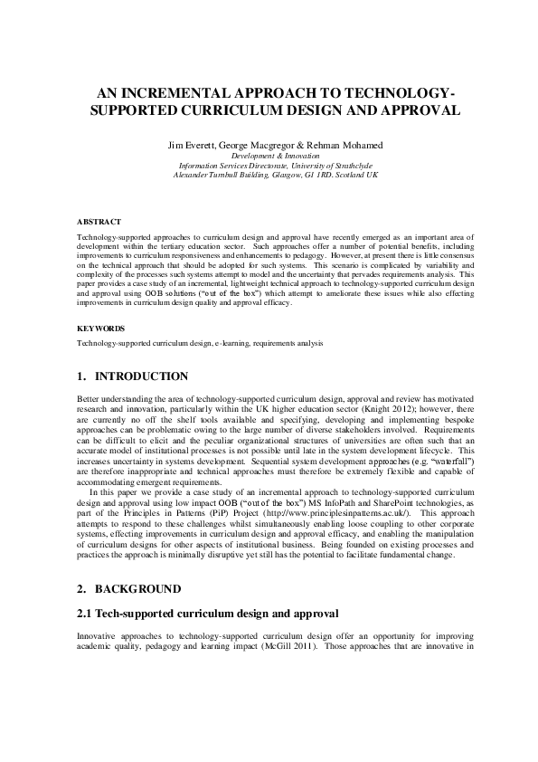 (PDF) An incremental approach to technology-supported curriculum design and approval
