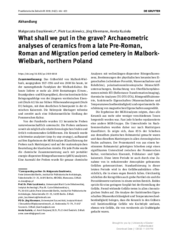 (PDF) What shall we put in the grave? Archaeometric analyses of ...