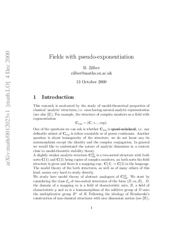 (PDF) Fields with pseudo-exponentiation B