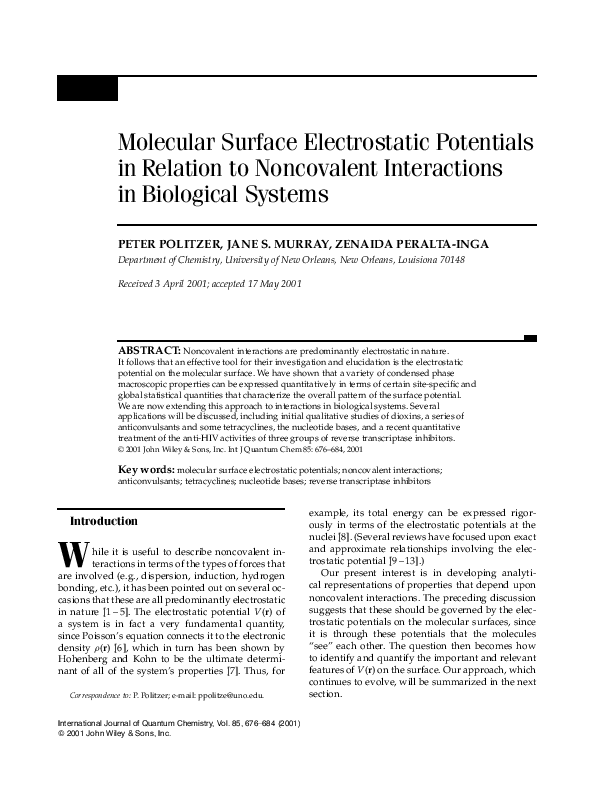 (PDF) Molecular surface electrostatic potentials in relation to ...