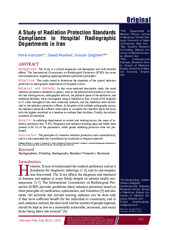 (PDF) A Study of Radiation Protection Standards Compliance in Hospital ...