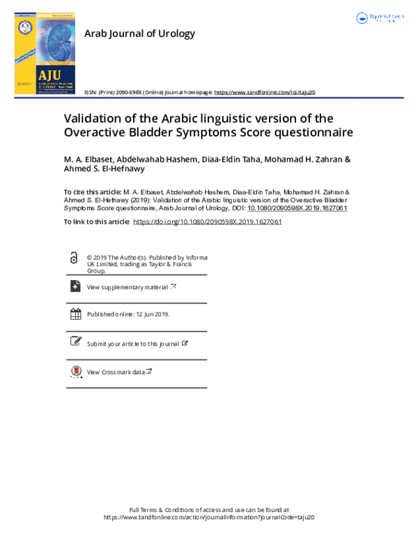 (PDF) Validation of the Arabic linguistic version of the Overactive ...