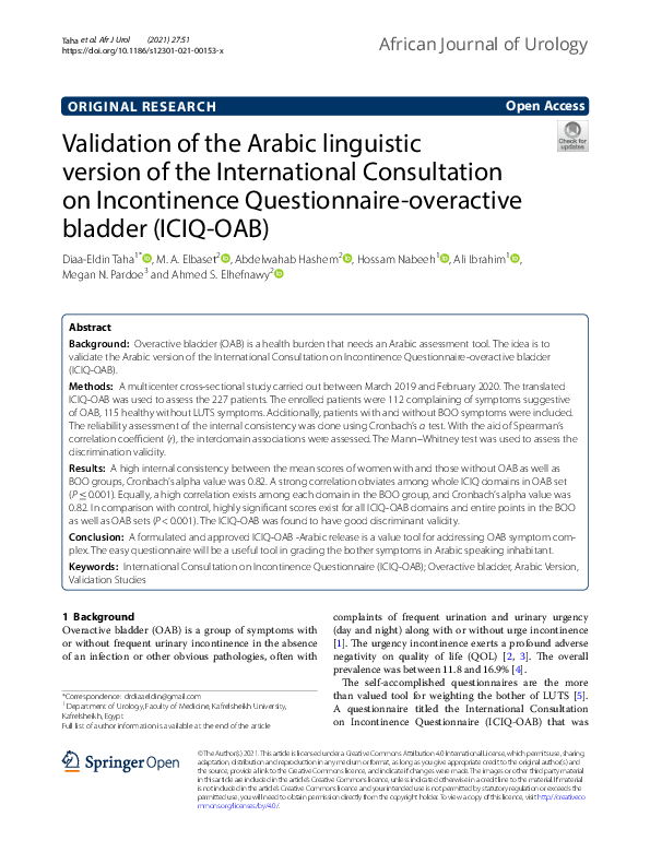 (PDF) Validation of the Arabic linguistic version of the International ...
