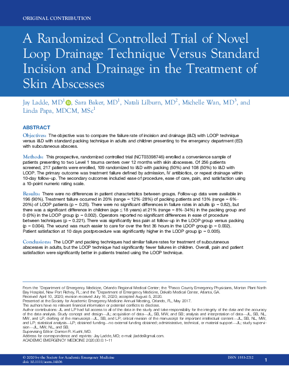 (PDF) A Randomized Controlled Trial of Novel Loop Drainage Technique ...