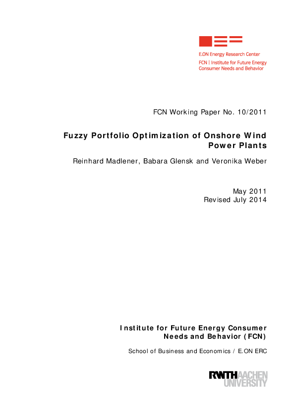 (PDF) Fuzzy Portfolio Optimization of Onshore Wind Power Plants